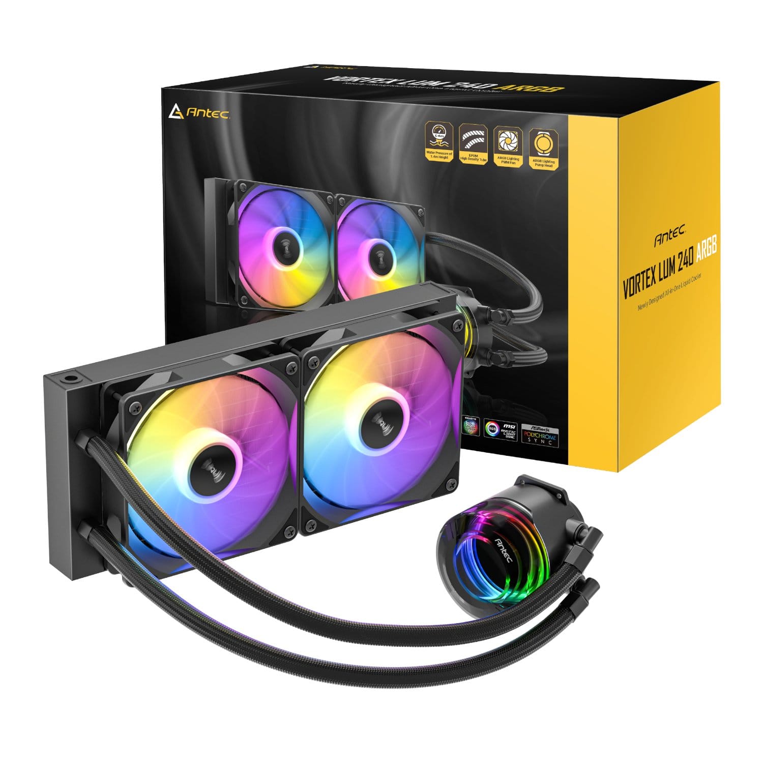 Antec VORTEX LUM 240 ARGB AIO CPU Liquid Cooler – Black - Nerd On The Run
